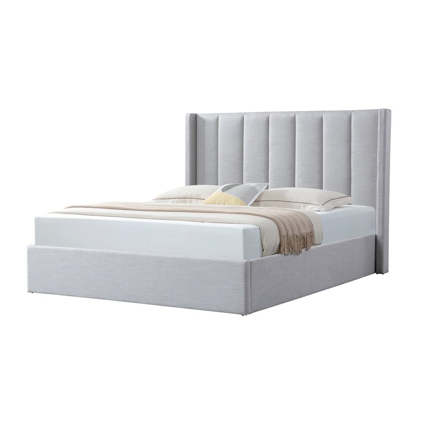 Marwick King Bed (with storage) - Pearl Grey – Boho Bliss